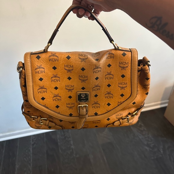 MCM | Bags | Mcm Cognac Monogram Satchel | Poshmark